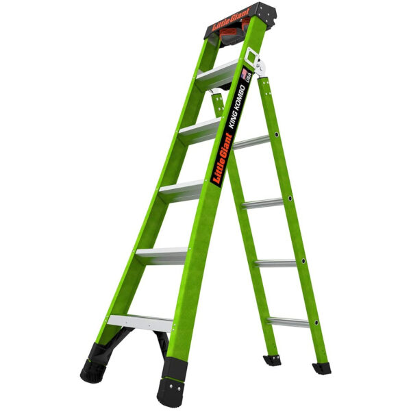 LITTLE GIANT 13906-303 Kombo 6' Professional Fiberglass 3-in-1 Step ...